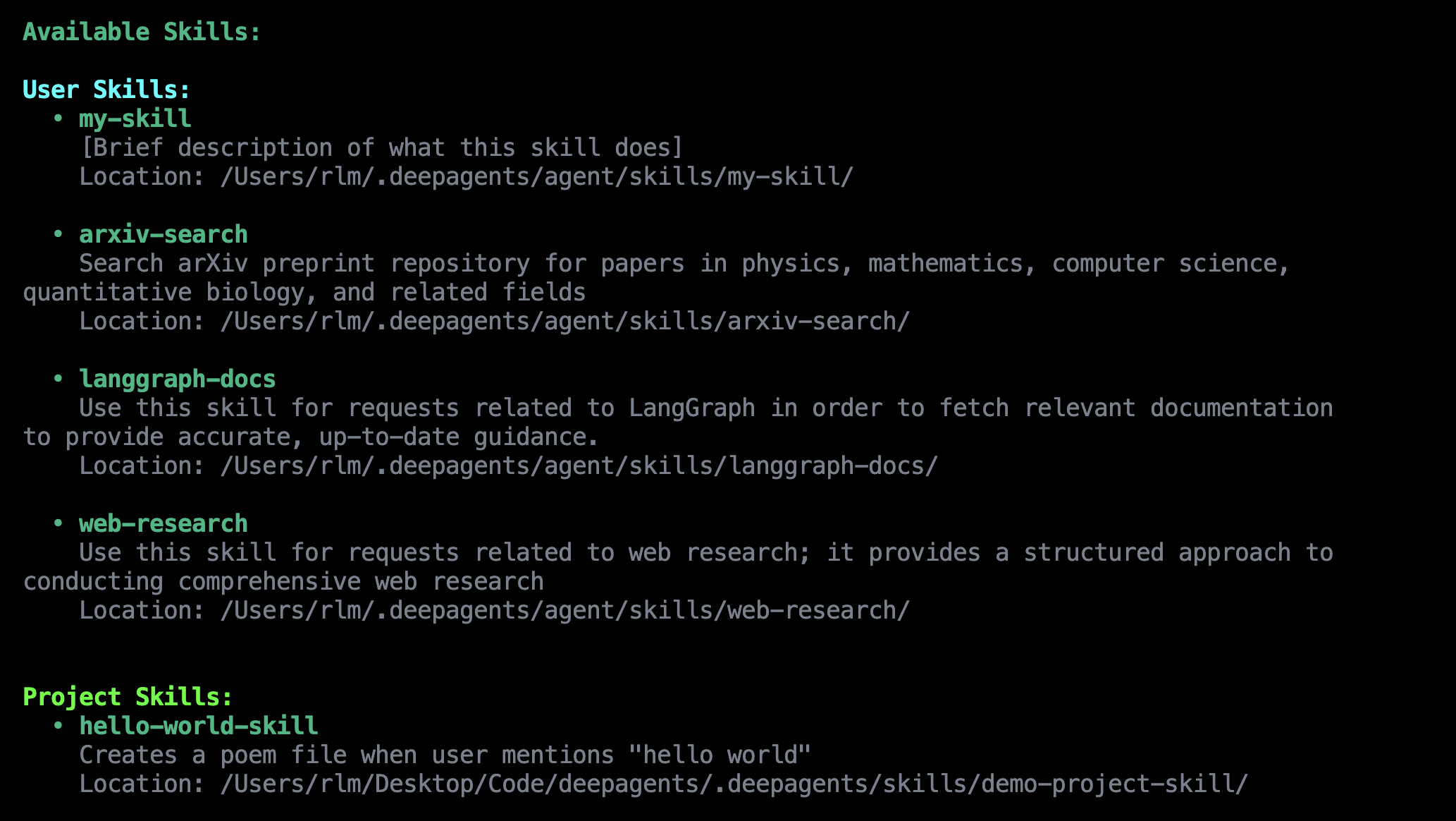 Using skills with Deep Agents