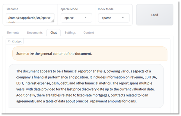 Summarizing and Querying Data from Excel Spreadsheets Using eparse and a Large Language Model